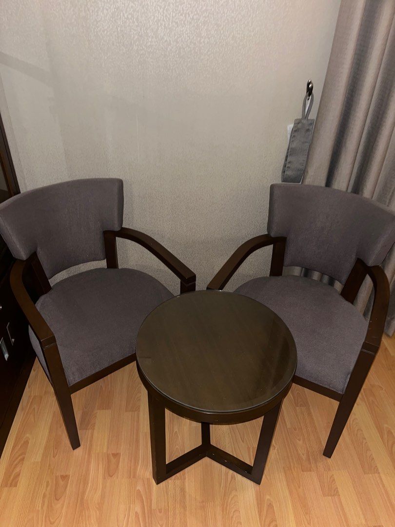 Coffee table with chairs set (pre loved), Furniture & Home Living ...