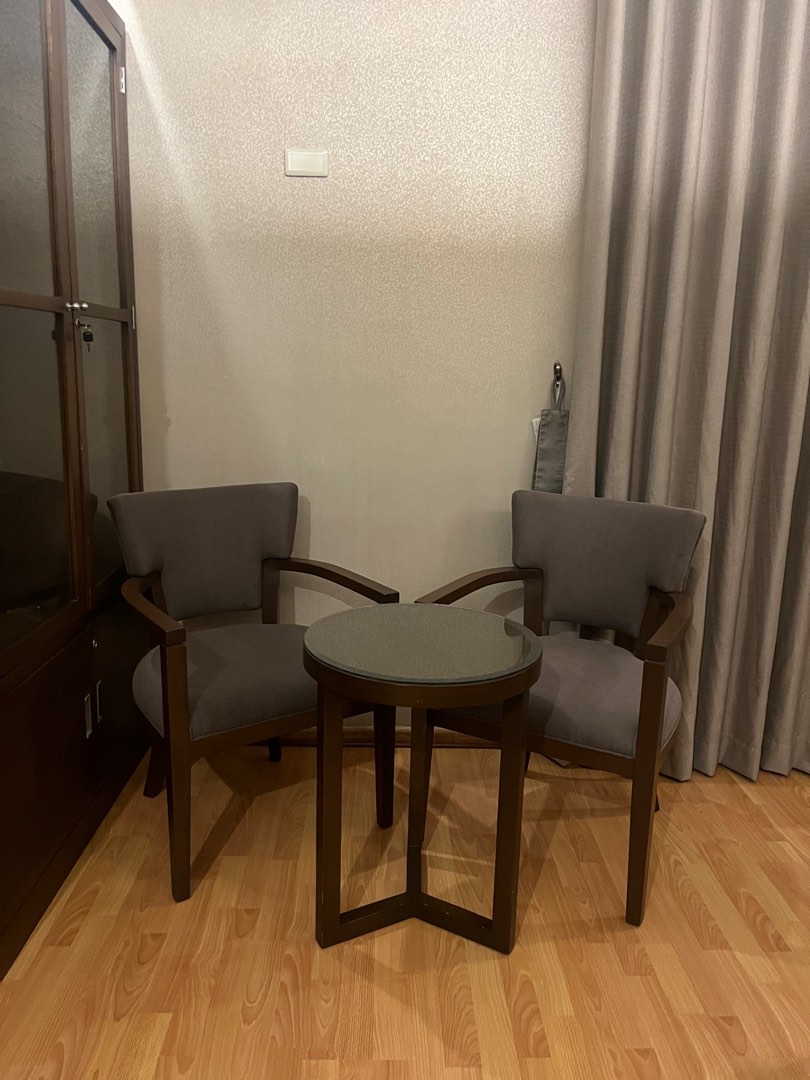 Coffee table with chairs set (pre loved), Furniture & Home Living ...