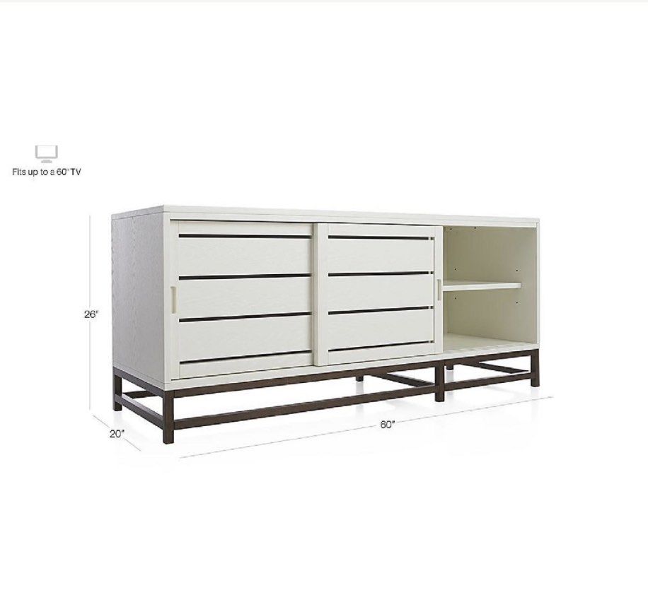 Crate and barrel white media console 42”, Furniture & Home Living ...