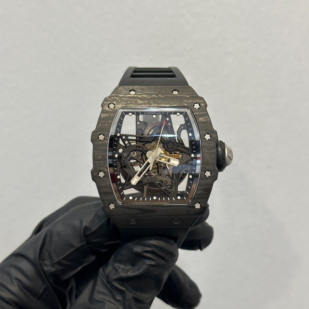 Cronus Art Black Carbon Fibre Star Tonneau Watch Cronusart, Men's ...
