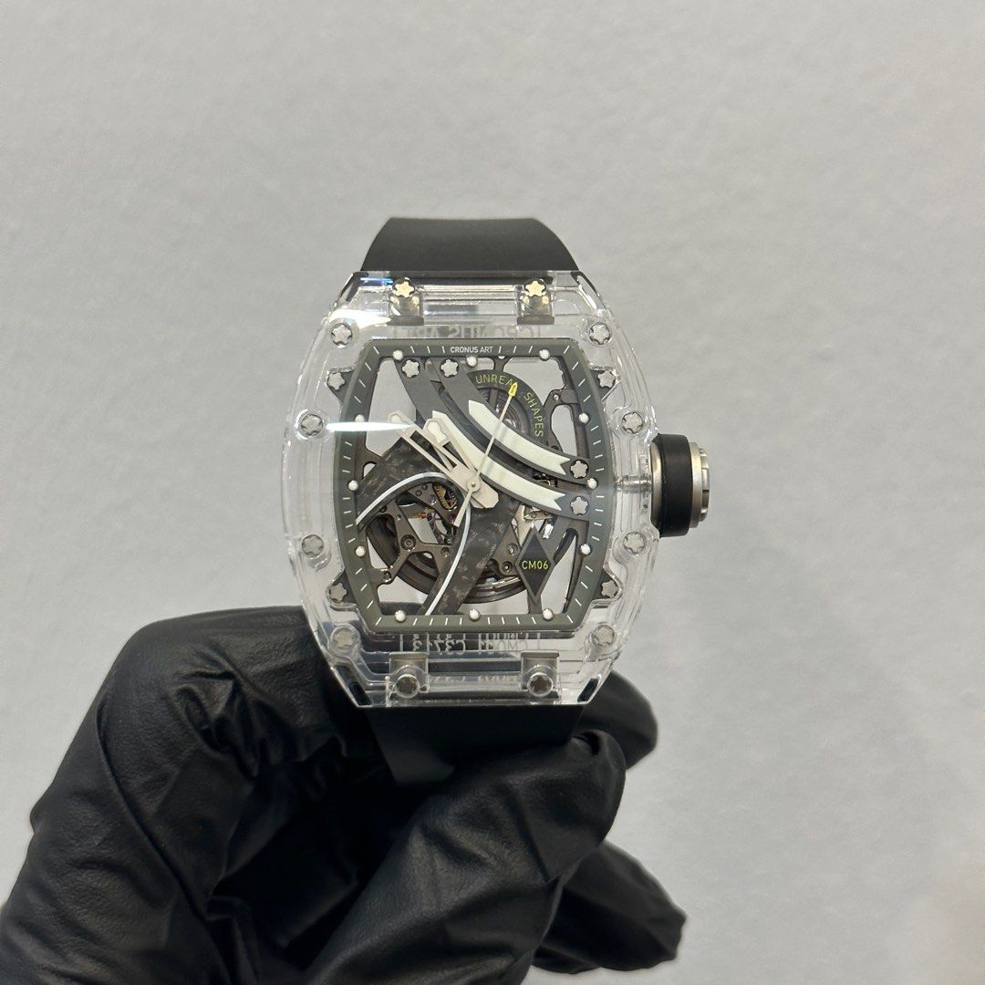 Cronus Art Crystal Glass Tonneau Watch Full Black Cronusart, Men's ...