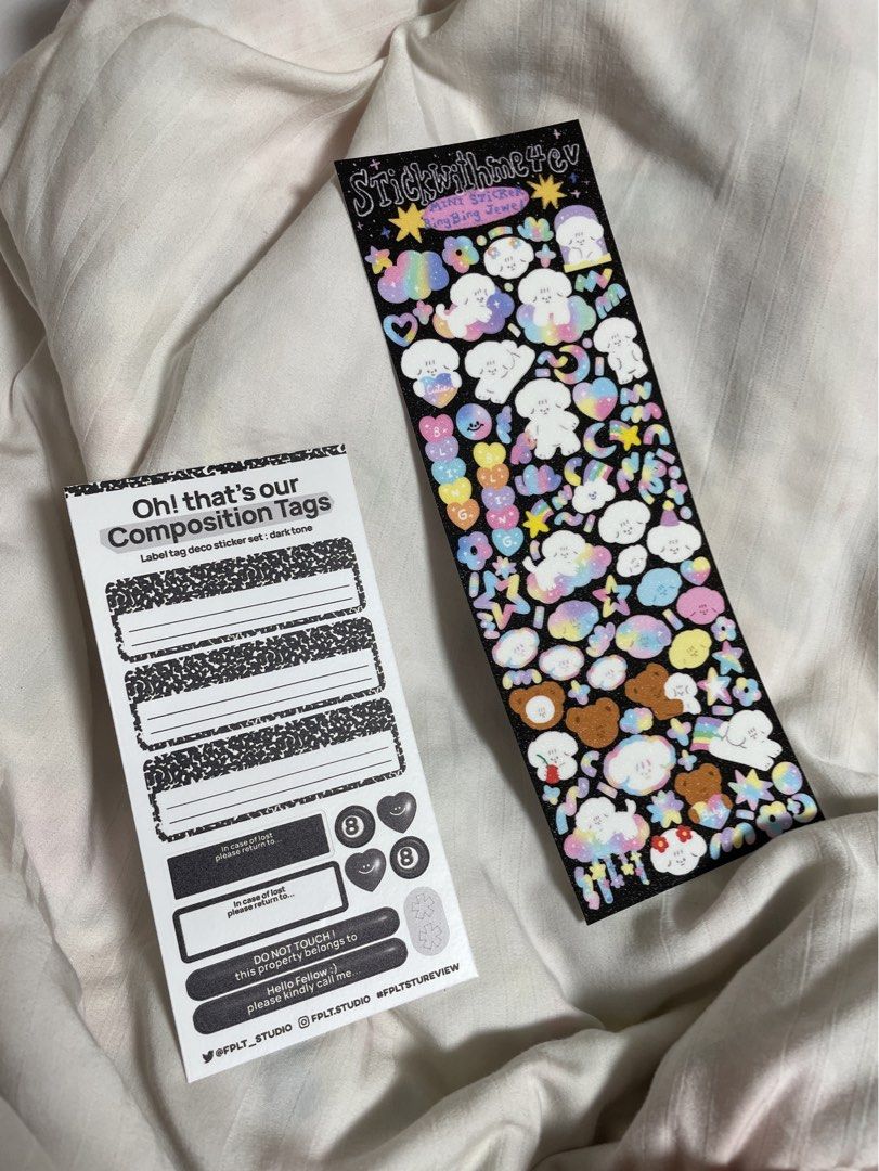 cute aesthetic glittery/composition stickers, Hobbies & Toys ...