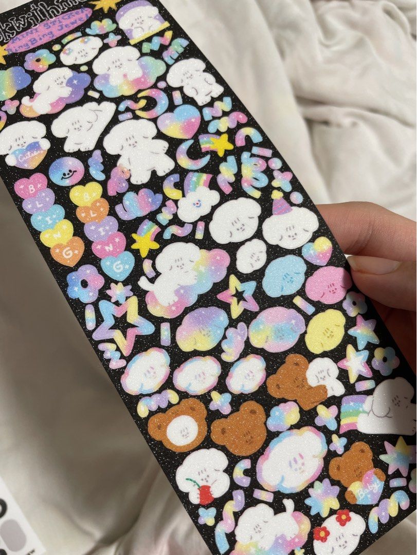 cute aesthetic glittery/composition stickers, Hobbies & Toys ...