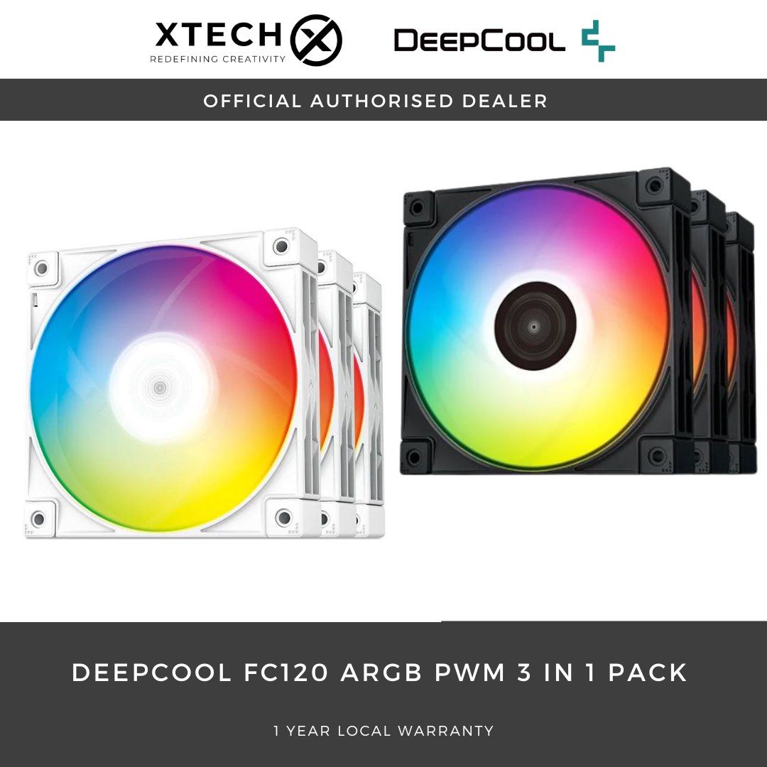 DEEPCOOL FC120 ARGB PWM FANS 3 IN 1 PACK, Computers & Tech, Parts ...