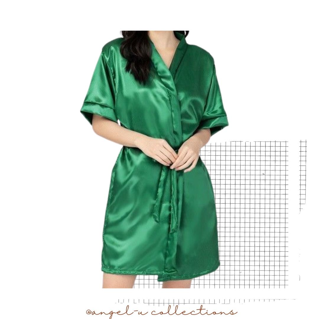 Emerald Green Silk Robe, Women's Fashion, Undergarments & Loungewear on ...