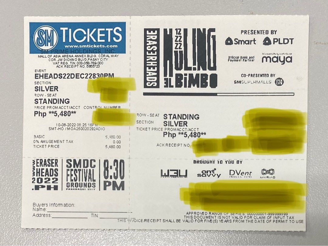 Eraserheads Huling El Bimbo Silver Tickets, Tickets & Vouchers, Event Tickets on Carousell