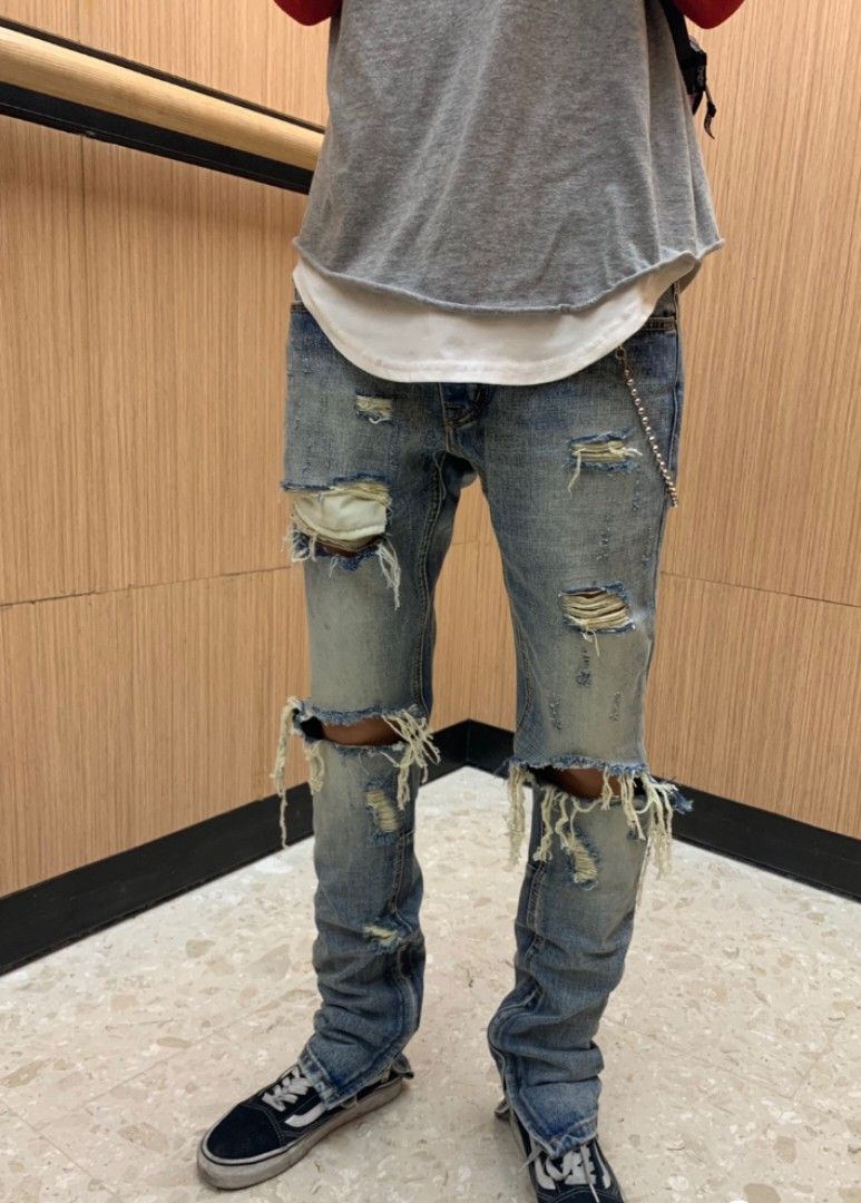 Fear of god ripped jeans, Men's Fashion, Bottoms, Jeans on Carousell