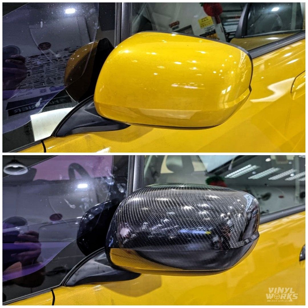 Honda Fit Side Mirror Gloss Carbon Fiber Sticker Wrap, Car Accessories ...