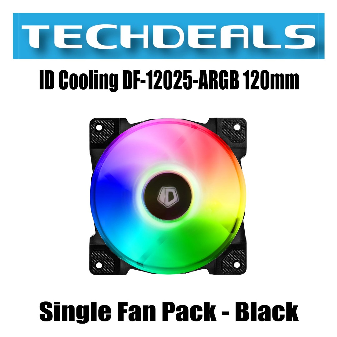 ID Cooling DF-12025-ARGB 120mm Single Fan Pack - Black, Computers ...