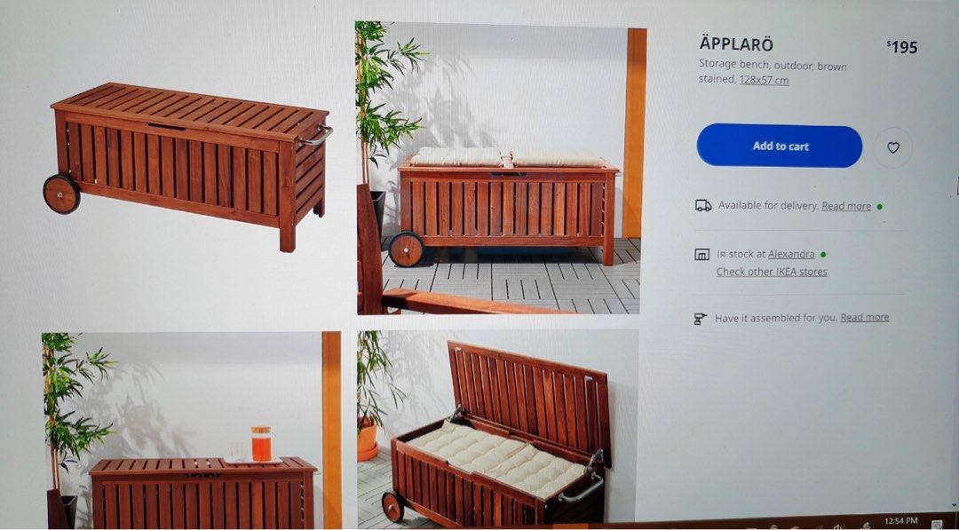 IKEA outdoor storage bench, Furniture & Home Living, Outdoor Furniture ...