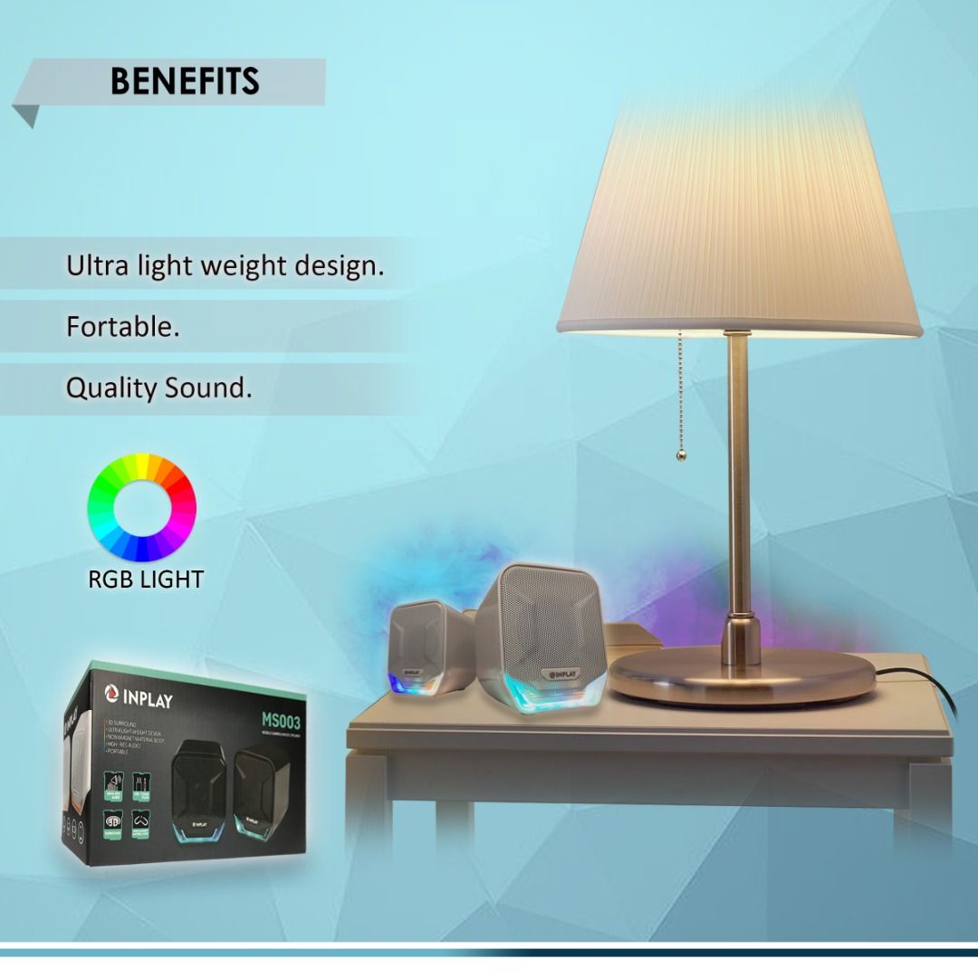 INPLAY (MS-003) RGB MOBILE GAMING & MUSIC SPEAKER, COLOR WHITE, Audio ...