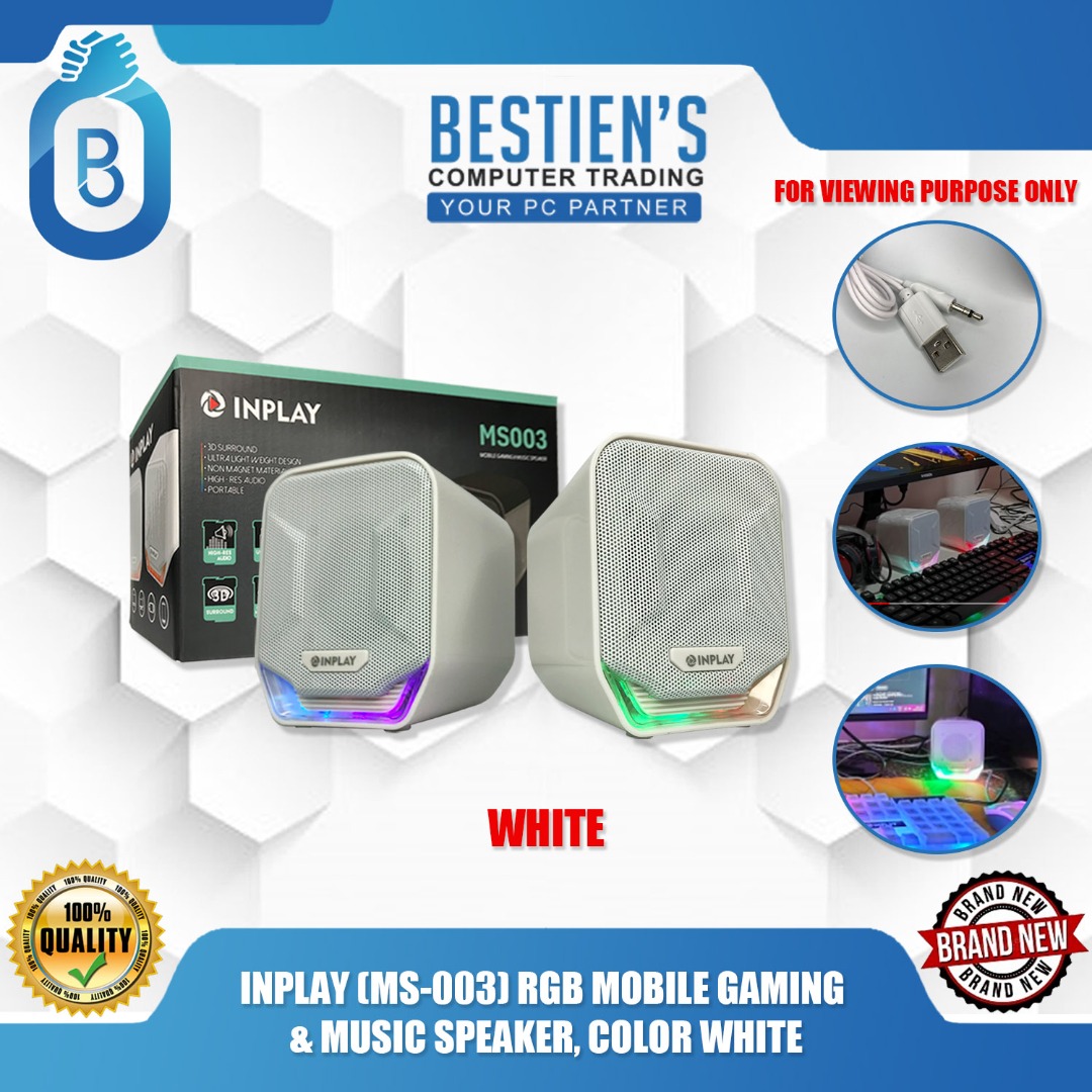 INPLAY (MS-003) RGB MOBILE GAMING & MUSIC SPEAKER, COLOR WHITE, Audio ...
