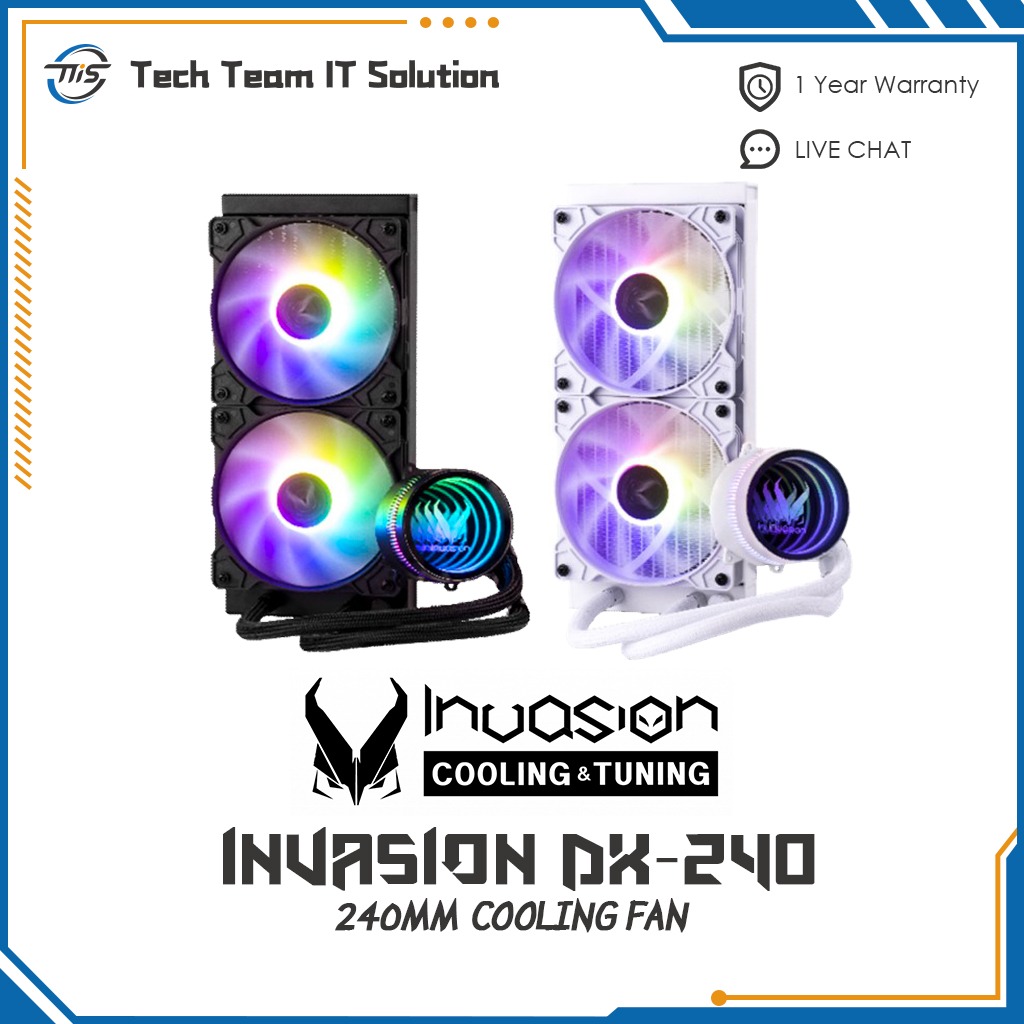 Invasion DX-240 RGB AIO Cooler (Black/White), Computers & Tech, Parts ...