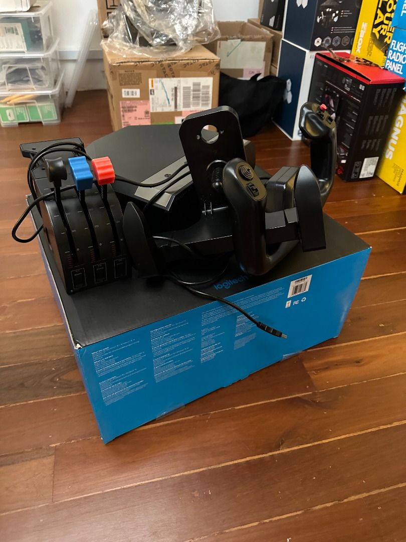 LOGITECH FLIGHT YOKE SYSTEM PROFESSIONAL SIMULATION YOKE AND THROTTLE ...