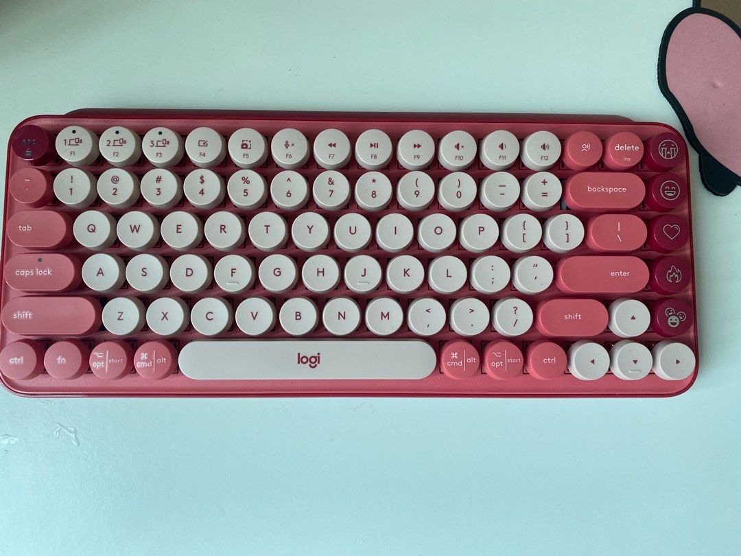 Logitech POP Keys Wireless Mechanical Emoji Keyboard (Heartbreaker Rose ...