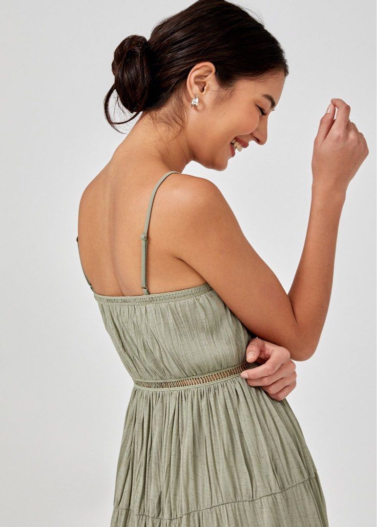 Love Bonito LB Charlotta Tiered Crinkled Maxi Dress in Sage, Women's ...