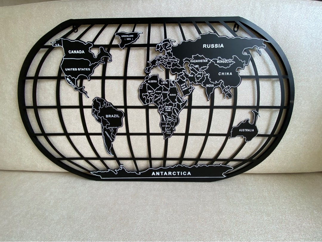 Map wall display(metal), Furniture & Home Living, Home Decor, Wall ...