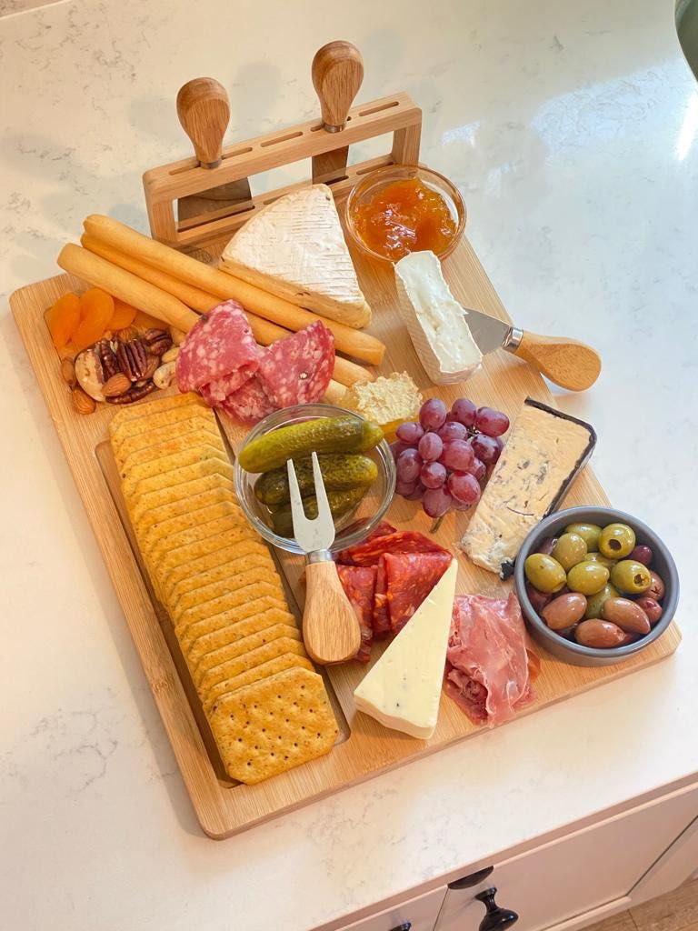 Modern Large Cheese Board with Knives Set, Furniture & Home Living ...