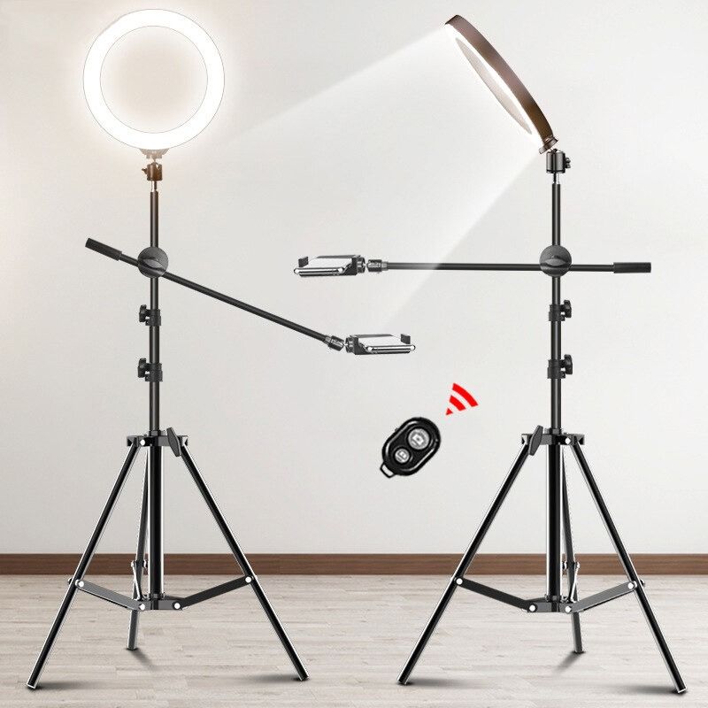 Multifunction Tripod Stand with ring light. Two camera at once - No ...