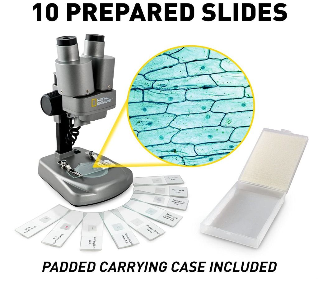 NATIONAL GEOGRAPHIC Dual LED Student Microscope, Commercial ...