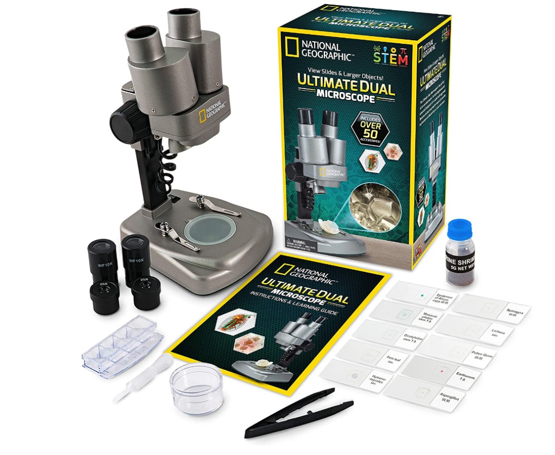 NATIONAL GEOGRAPHIC Dual LED Student Microscope, Commercial ...