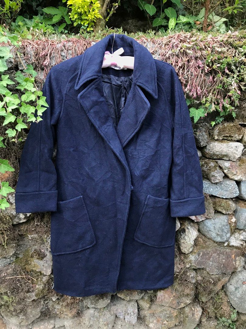 NAVY BLUE COAT, Women's Fashion, Coats, Jackets and Outerwear on Carousell