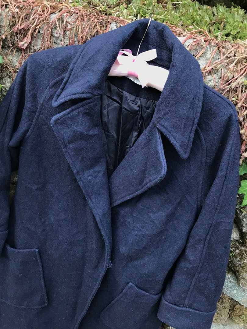 NAVY BLUE COAT, Women's Fashion, Coats, Jackets and Outerwear on Carousell