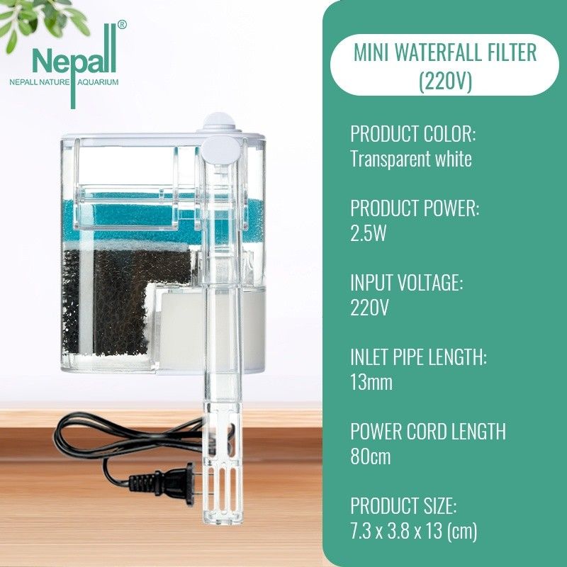 Nepall Mini External Hang On Back Water Filter - HOB aquarium fish tank ...