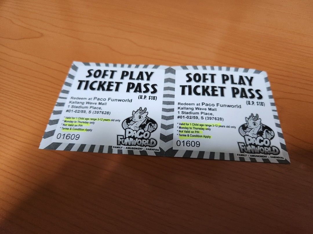 Paco fun world soft play ticket pass, Tickets & Vouchers, Event Tickets ...