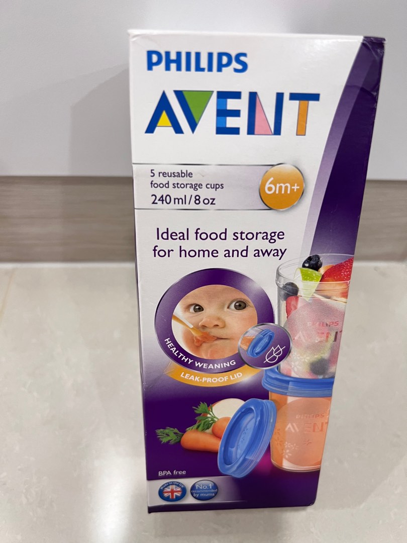 Philips Avent Food Storage Cup 240ML x 5 cups, Babies & Kids, Nursing ...