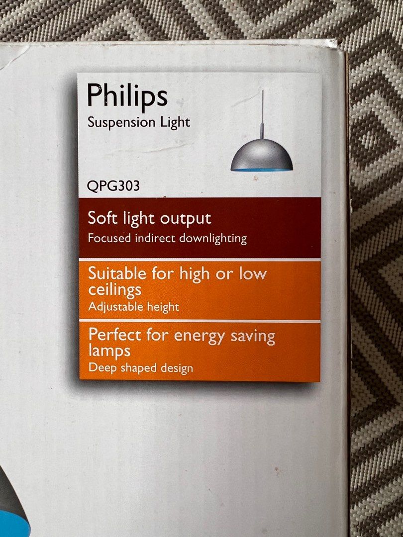 Philips Suspension Light QPG303 chrome, Furniture & Home Living, Lighting & Fans, Lighting on ...