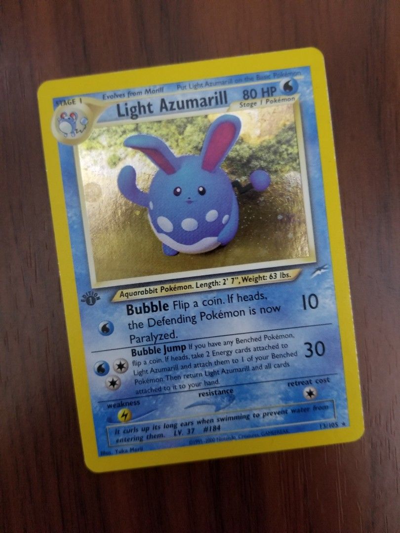 pokemon light azumarill 1st, 興趣及遊戲, 玩具 & 遊戲類 - Carousell