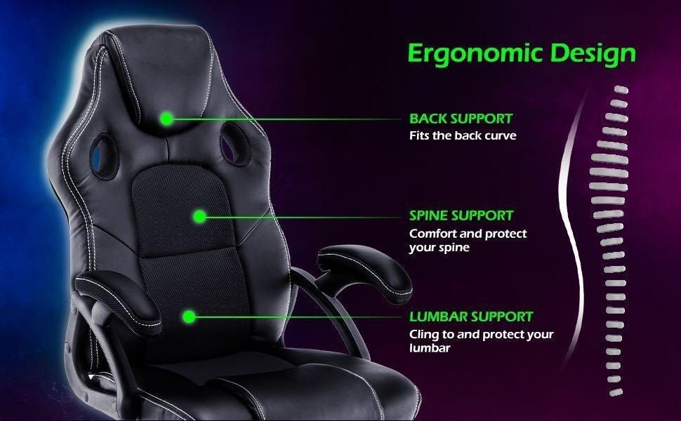 Racing Style Swivelling Office Chair, Ergonomic Conference Chair with ...