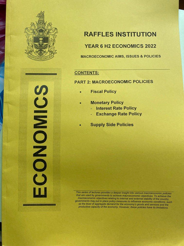 EIGHT OF Raffles Institution RI Y5-6 H2 Economics lecture books ...