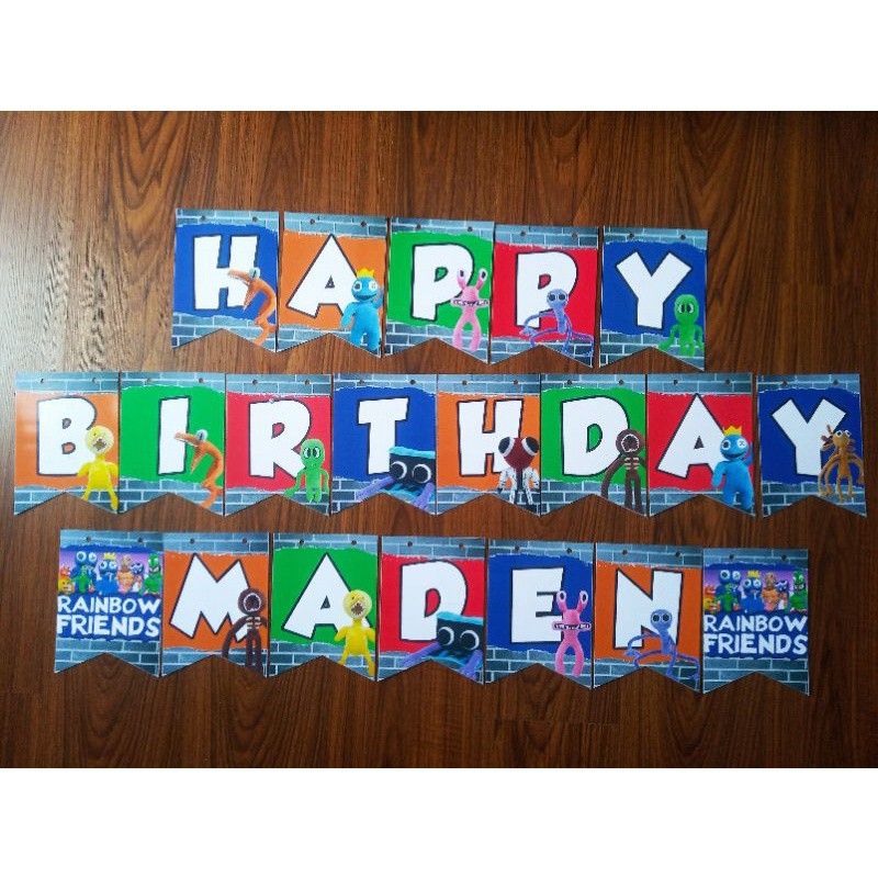 Rainbow Friends Theme Birthday Party Banner Cupcake Cake Topper ...