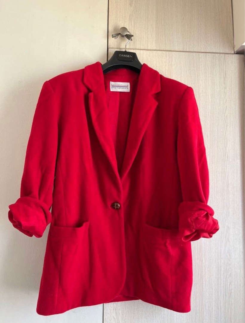 Red Office Blazer/Coat, Women's Fashion, Coats, Jackets and Outerwear ...