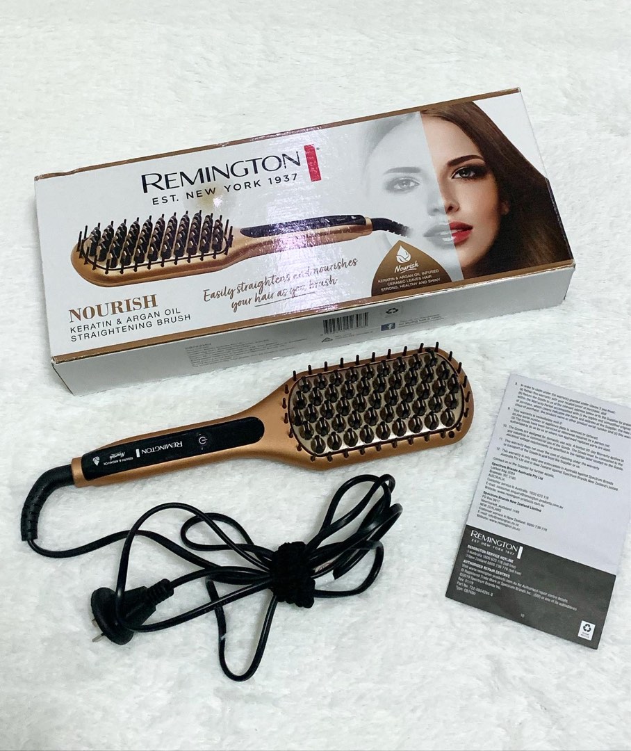 Remington keratin and argan oil straightening brush, Beauty & Personal ...
