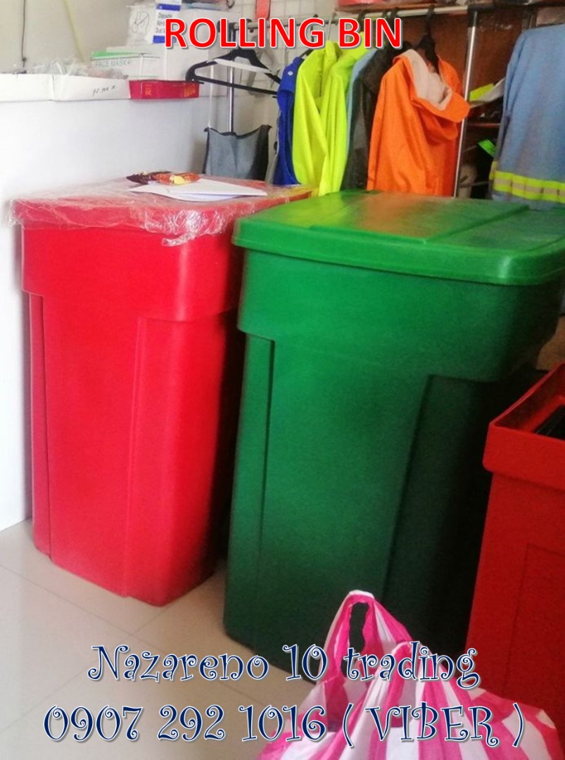 Rolling bin trash bin w/wheels 352, Furniture & Home Living, Cleaning ...