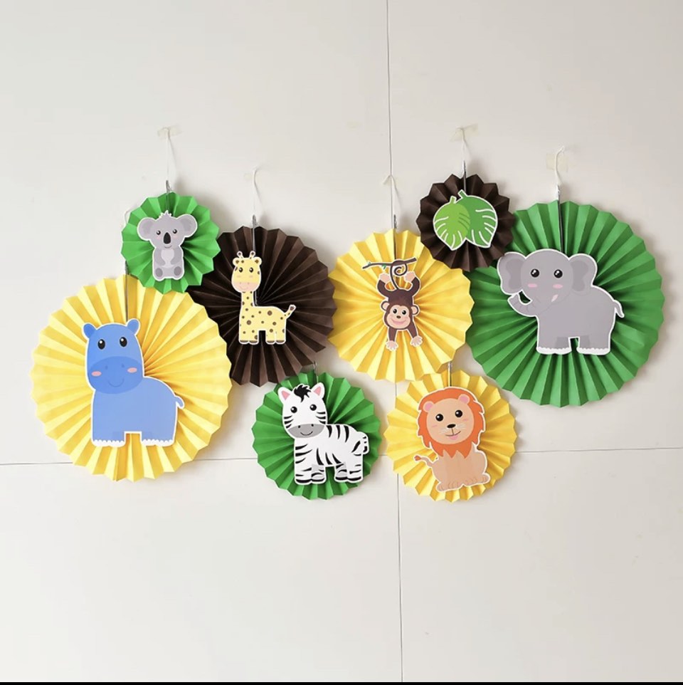 Safari animal party paper fan decor, Hobbies & Toys, Stationery & Craft ...