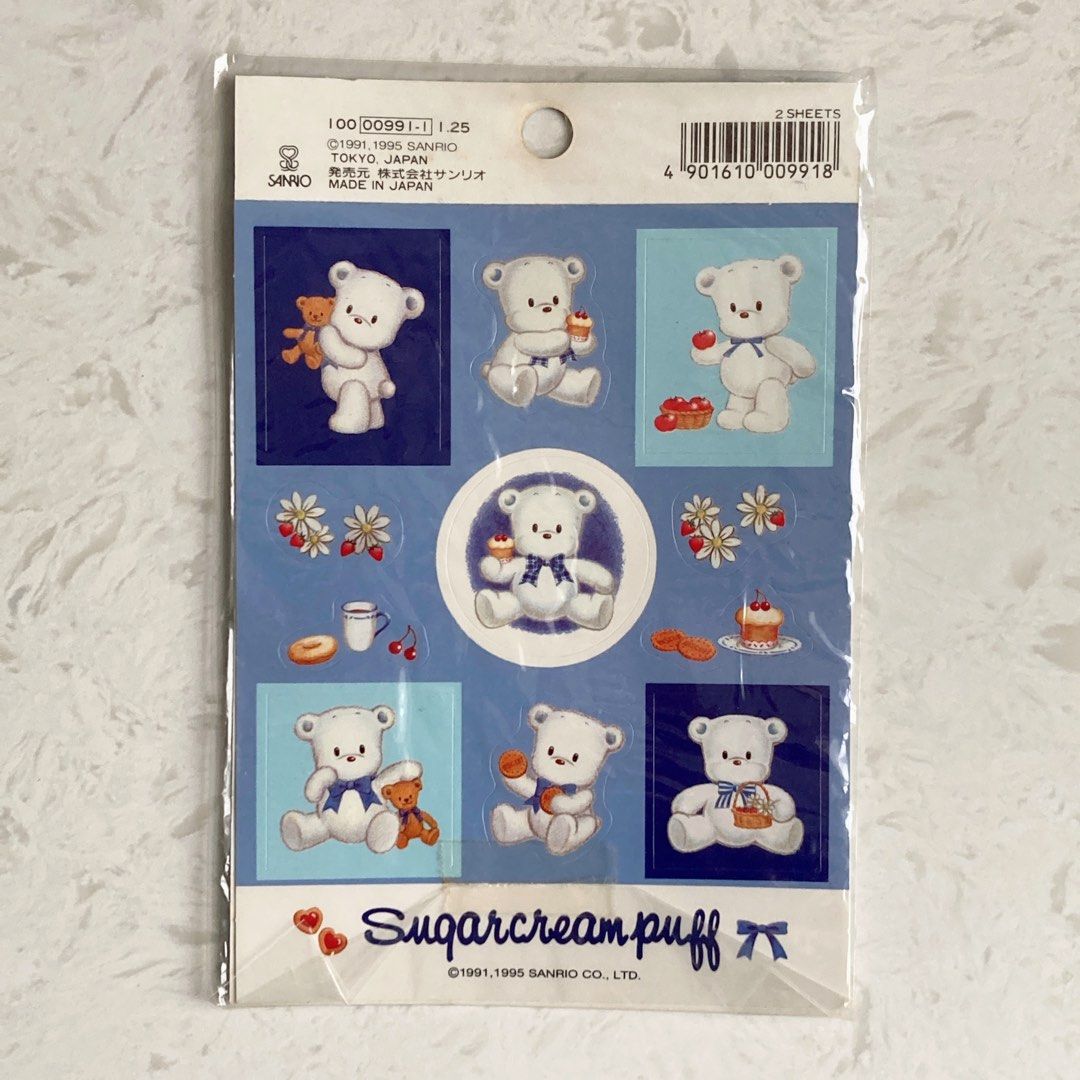 絕版Sanrio 日本製 Sugar cream puff 雪熊貼紙 sticker, 興趣及遊戲, 收藏品及紀念品, 古董收藏 ...