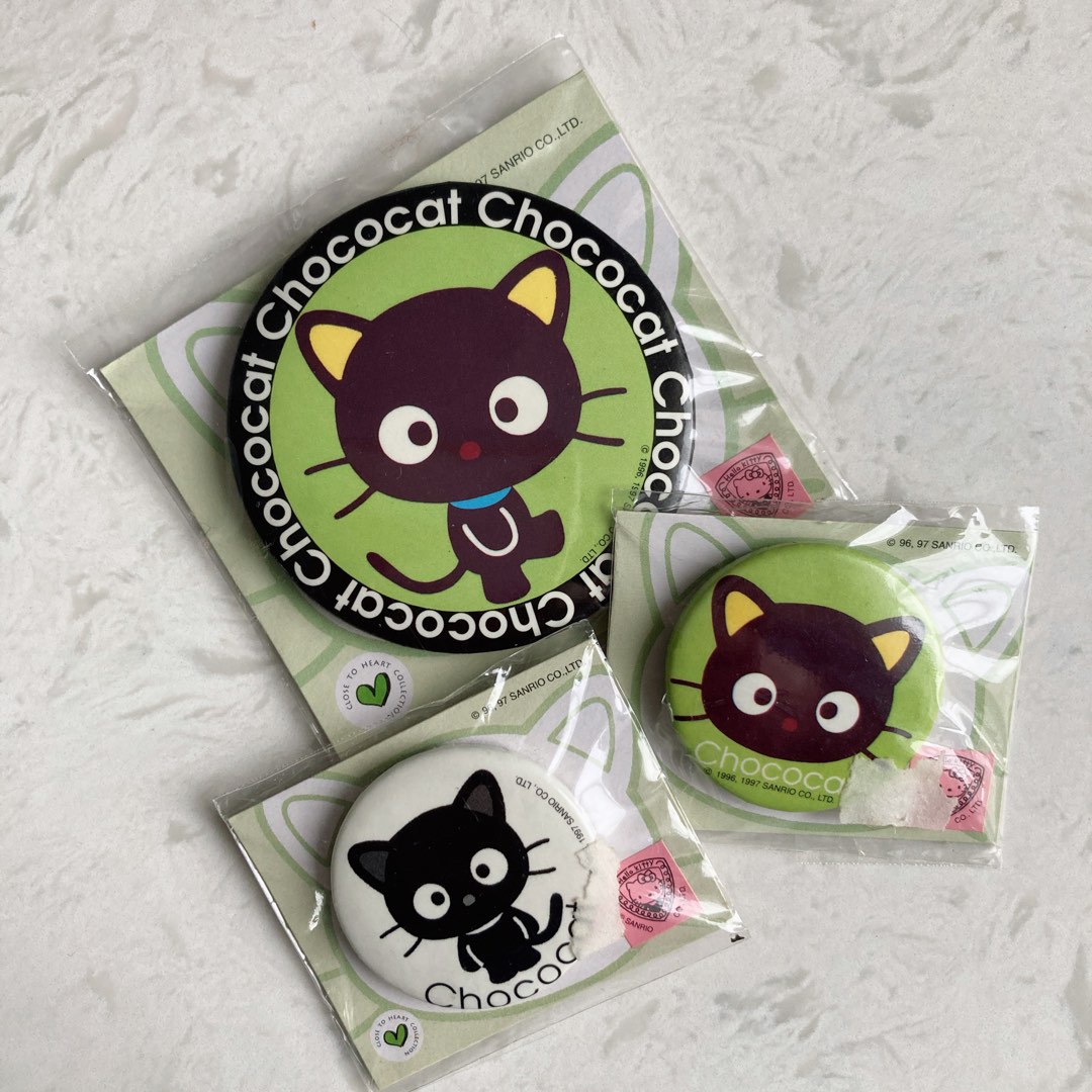 絕版Sanrio Chococat Choco Cat 黑貓襟章三個, 興趣及遊戲, 收藏品及紀念品, 古董收藏 - Carousell