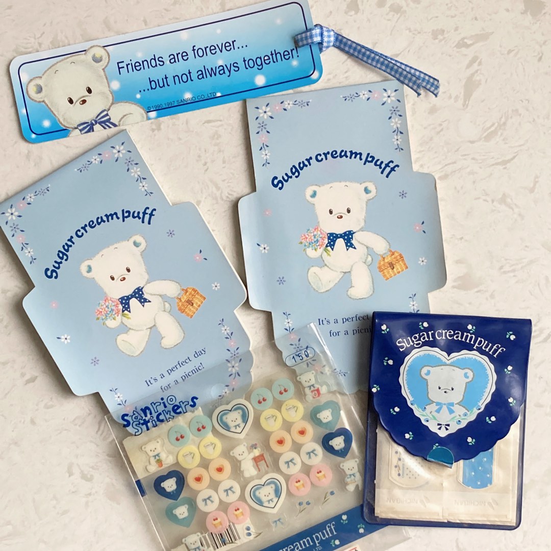 絕版Sanrio Sugar Cream Puff 雪熊 膠布 信紙 貼紙 書簽, 興趣及遊戲, 收藏品及紀念品, 古董收藏 - Carousell
