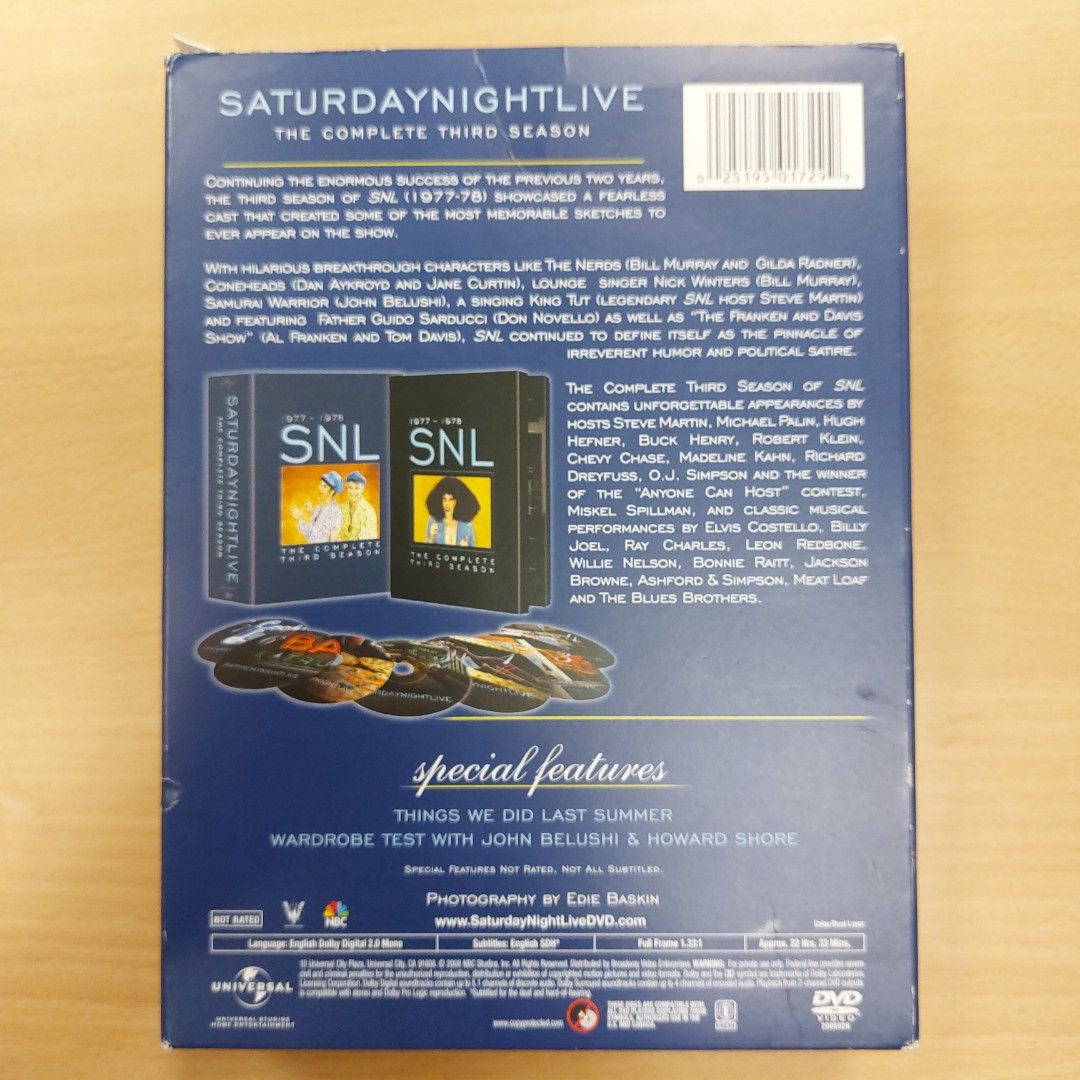 Saturday Night Live Complete Third Season 7 DVD Box Set, Hobbies & Toys ...