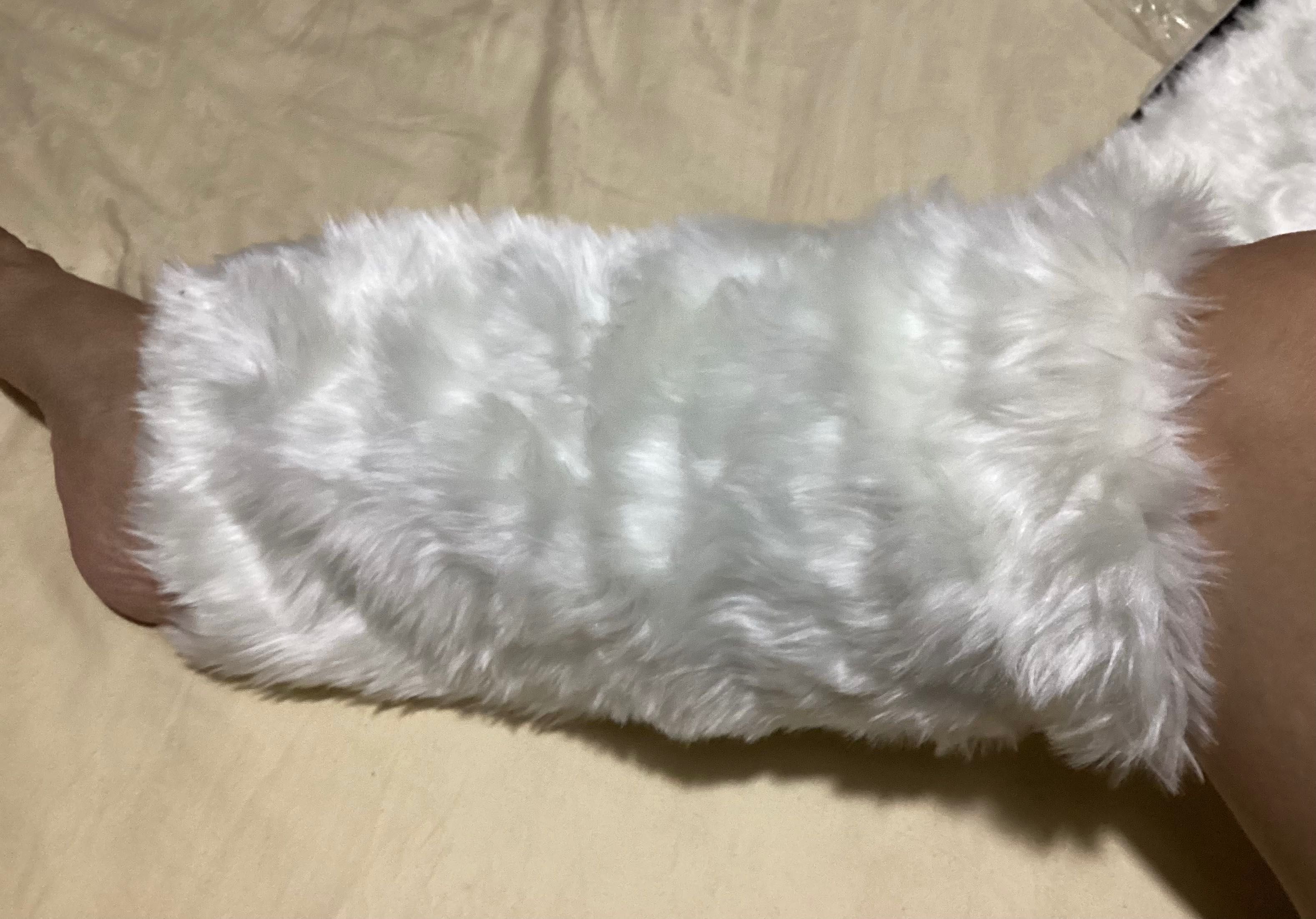 white fluffy boot covers