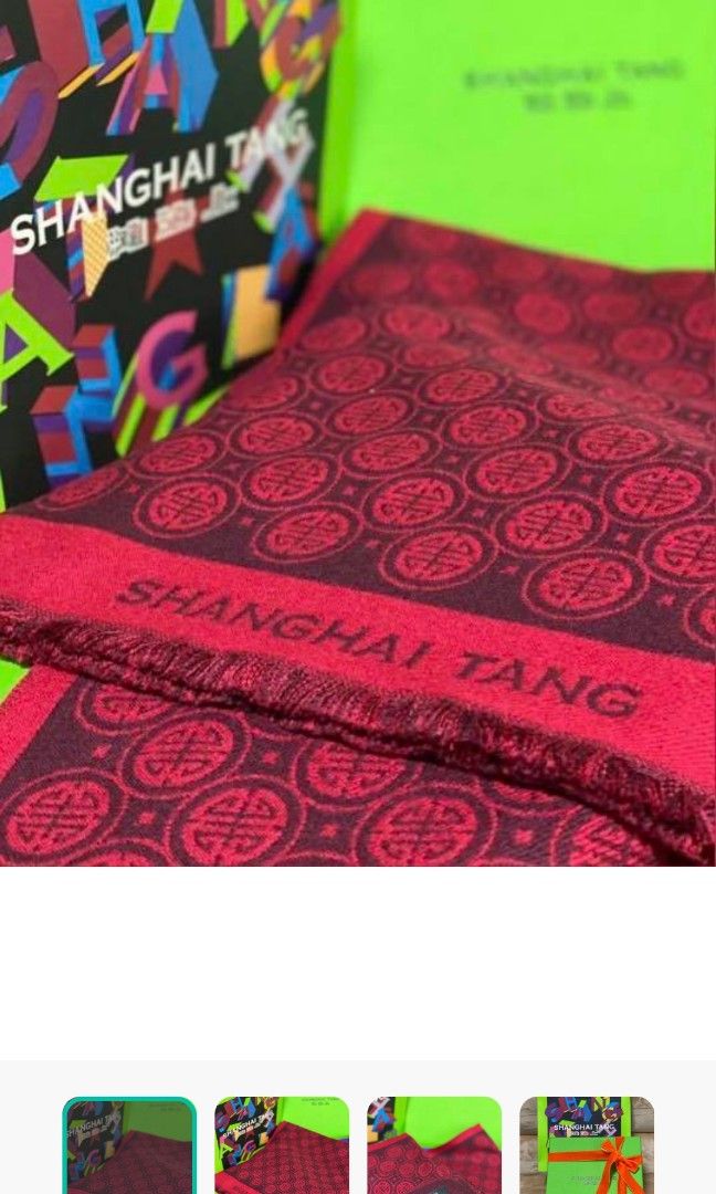Shanghai Tang Red Neck Scarf - Authentic, Women's Fashion, Watches ...