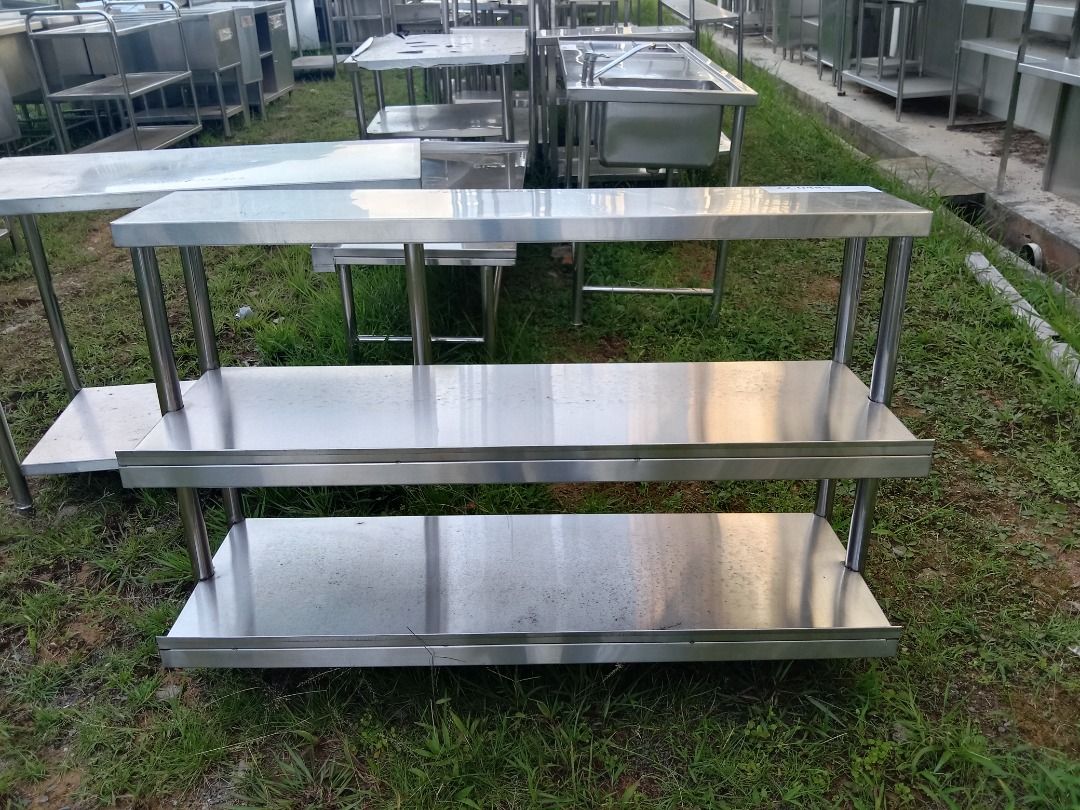 Stainless steel 3 tier work table ( Odd Shape ), Furniture & Home ...