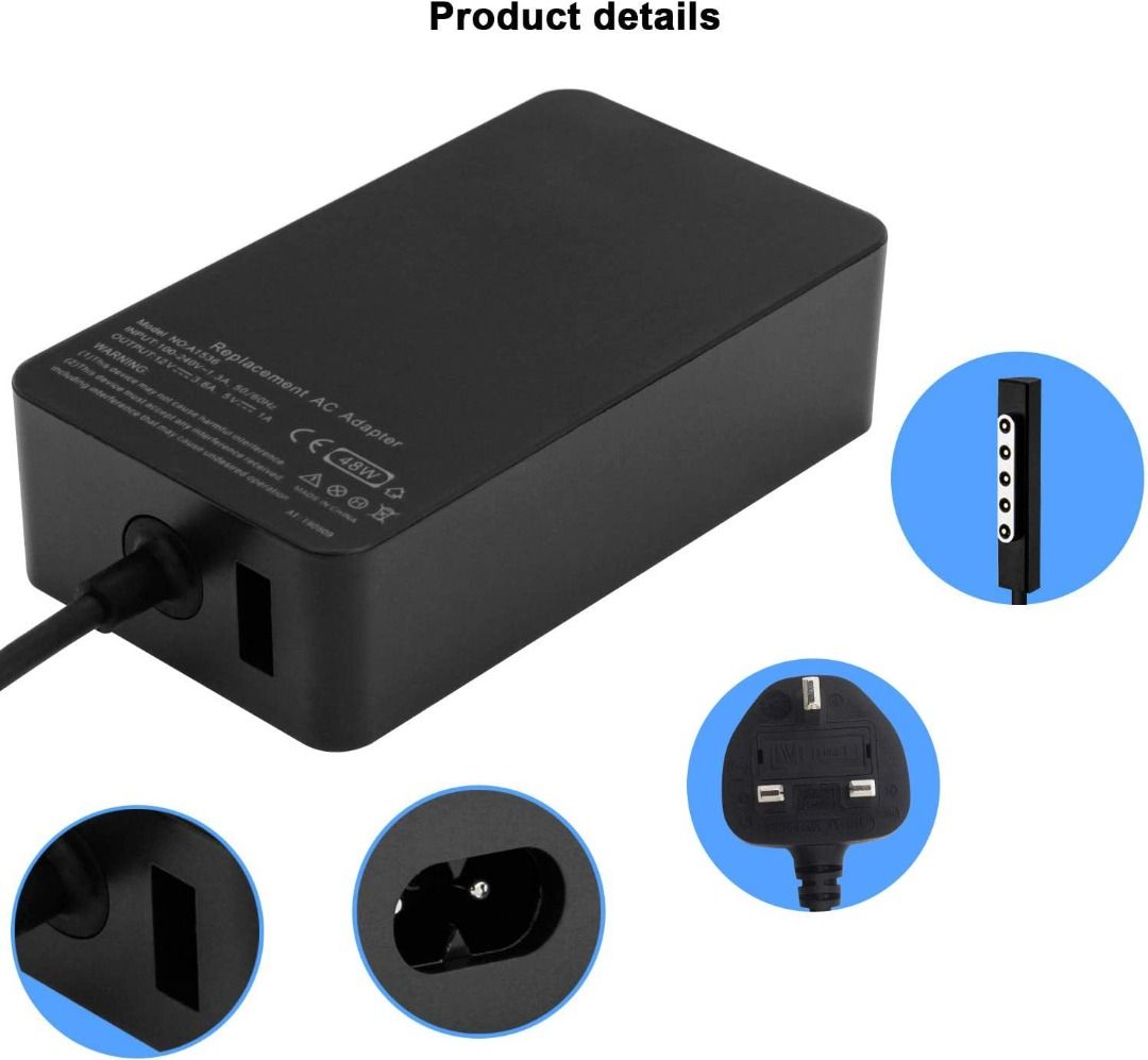 Surface Pro 2 Charger, Surface Pro 1 Charger, HotTopStar 48W 12V 3.6A ...