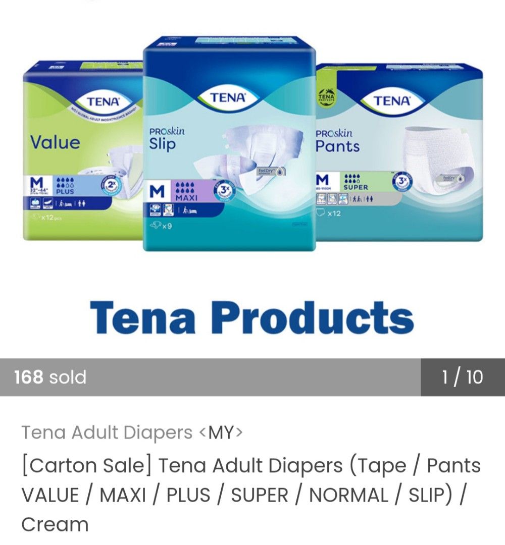 Tena Adult Diapers, Beauty & Personal Care, Sanitary Hygiene on Carousell