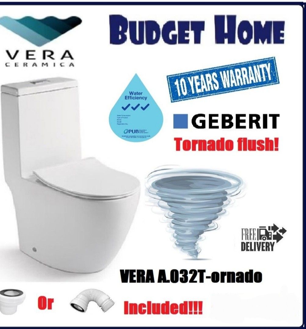 Vera Geberit Toilet bowl / Tornado flush A032T, Furniture & Home Living ...