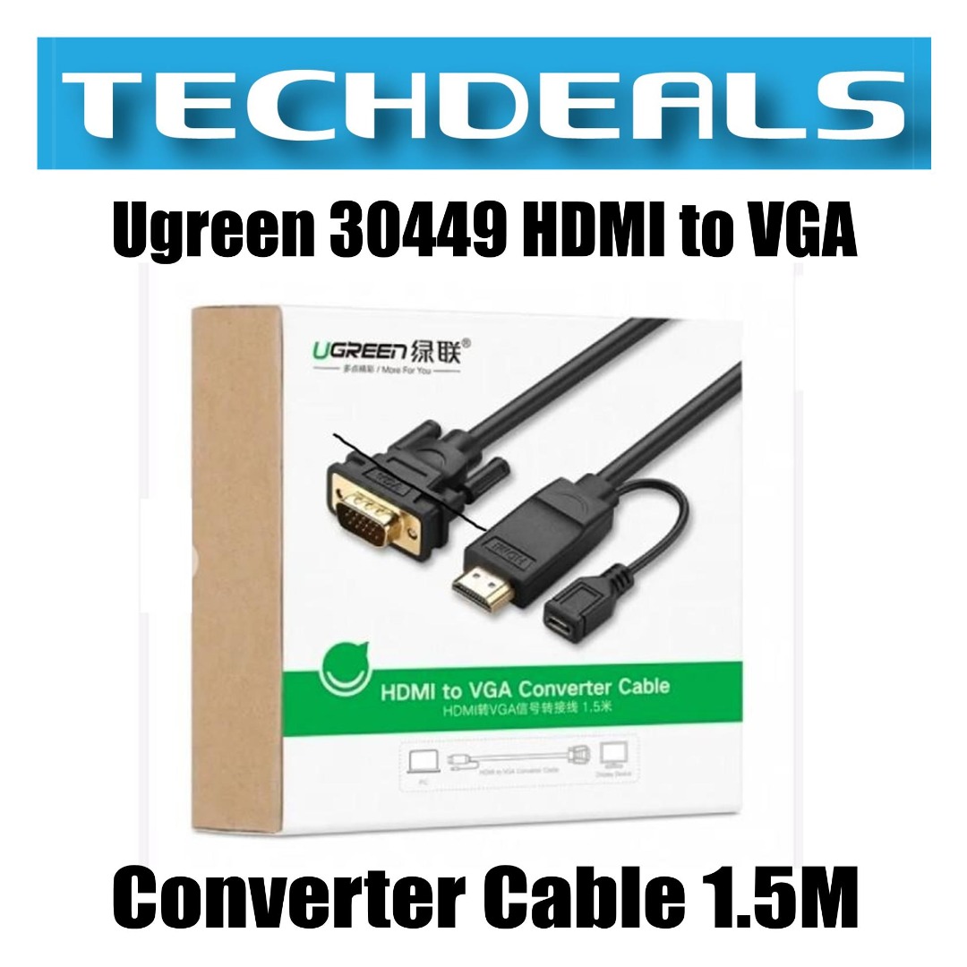 Ugreen 30449 HDMI to VGA Converter Cable 1.5M, Computers & Tech, Parts ...